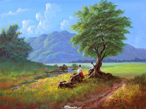 Couple Under The Tree Acrylic Painting In Canvas By JMLisondra Jmlisondra Art