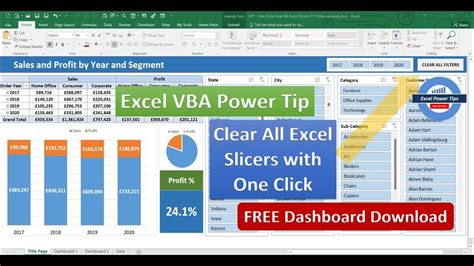 Excel Vba One Click Clear All Excel Slicers Youtube