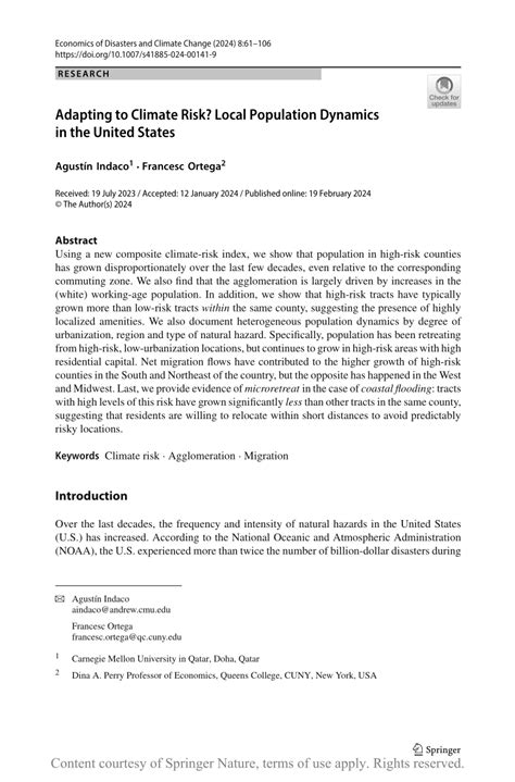 Pdf Adapting To Climate Risk Local Population Dynamics In The United