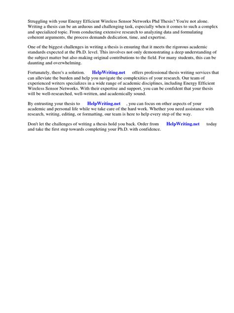 Energy Efficient Wireless Sensor Networks Phd Thesis Pdf