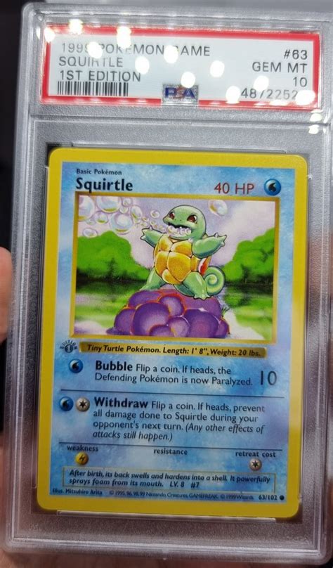 Pokémon Graded Card Pokemon Grey Stamp Squirtle 1st Edition Psa 10