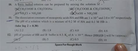 A Basic Buffer Solution Can Be Prepared By Mixing The Solution Of 9 C