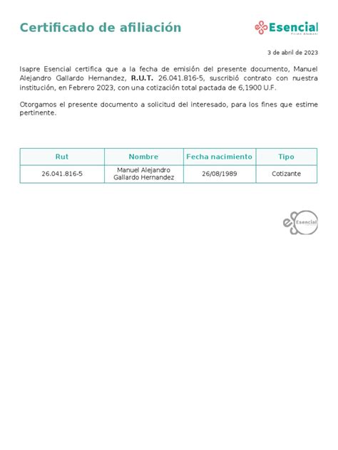 Certificado Afiliación Pdf