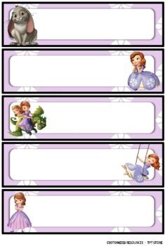 Sofia The First 30 Name Plate Labels By Claudia Resources Tpt