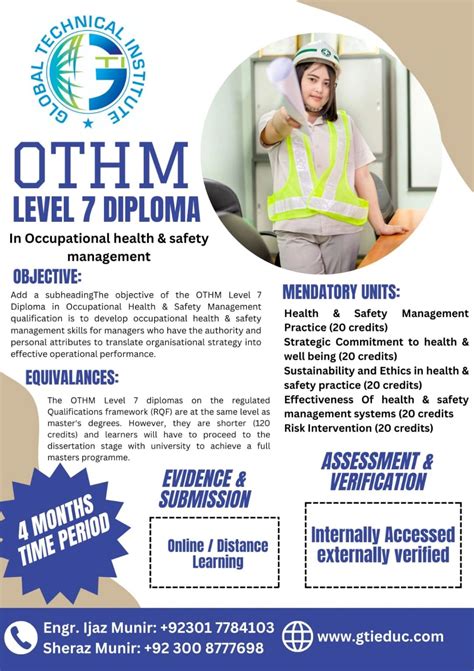 Ijaz Munir Cert Iosh On Linkedin Othm Level 7 Diploma