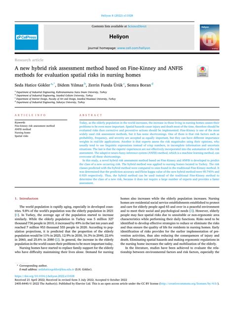 Pdf A New Hybrid Risk Assessment Method Based On Fine Kinney And Anfis Methods For Evaluation