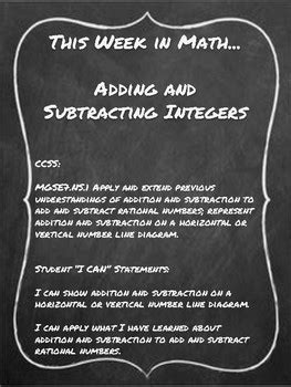 This Week In Math Adding And Subtracting Integers By This Week At School