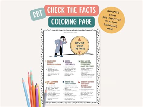 Dbt Check The Facts Coloring Page Mental Health Therapy Tool Pdf