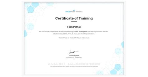 Yash Pathak On Linkedin Successfully Completed The Web Development Training From Internshala
