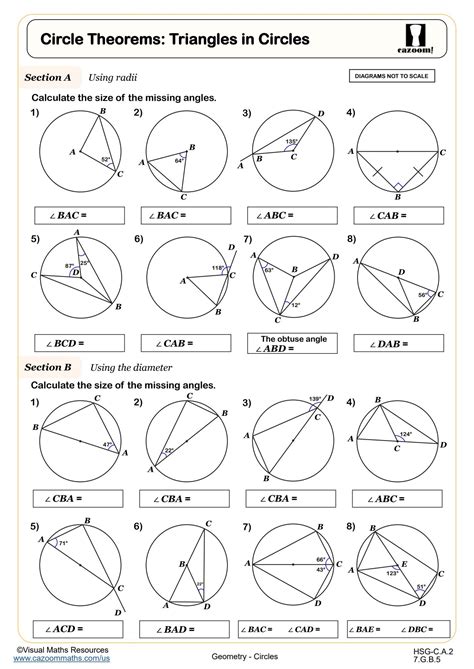 Circle Theorems Triangles In Circles Worksheet Fun And Engaging Middle School And High School