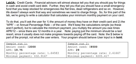Solved Lab3A Credit Cards Financial Advisors Will Almost Chegg Com