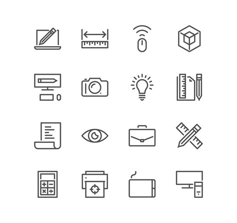Set Of Graphic Design Related Icons Idea Tool Artwork And Linear