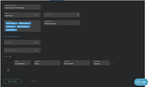 how to identify dimension names using metric builder