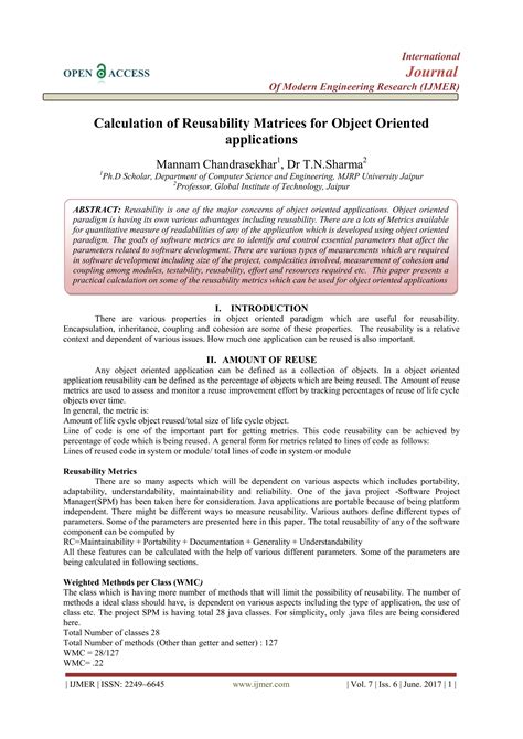 Calculation Of Reusability Matrices For Object Oriented Applications Pdf