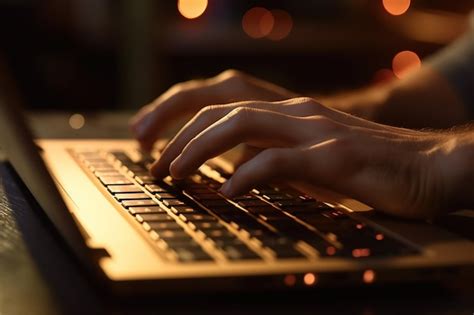 Premium Ai Image Generative Ai Typing On Keyboard Closeup Shot Hands Using Laptop Computer And