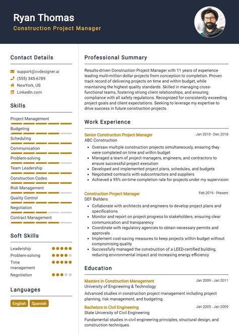 17 Construction Project Manager Resume Examples And Templates For 2024 ResumeDesign Ai