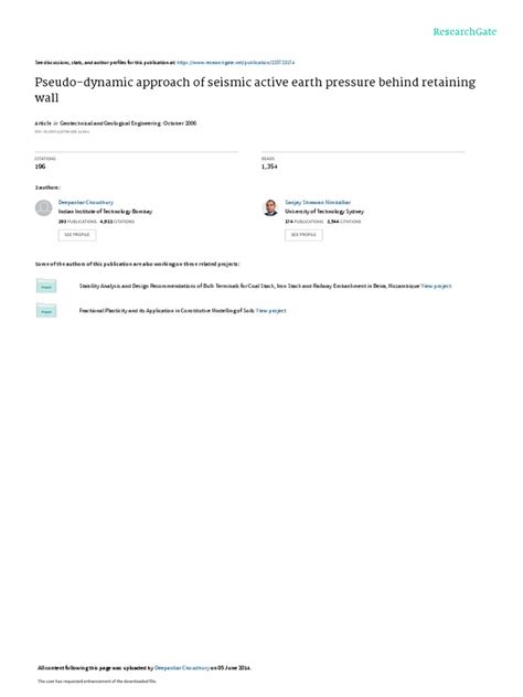 Pseudo Dynamic Approach For Seismic Active Earth Pressure Pdf Seismology Waves