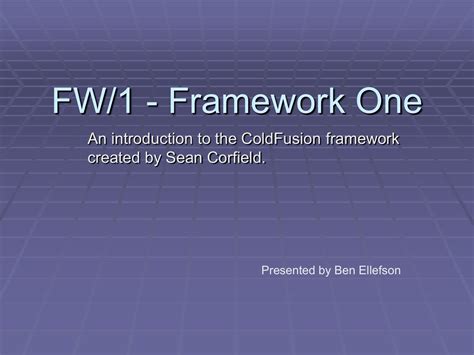 fw 1 framework one twin cities coldfusion user group