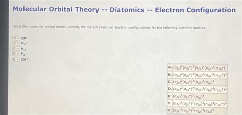 Solved Using The Molecular Orbital Model Identify The