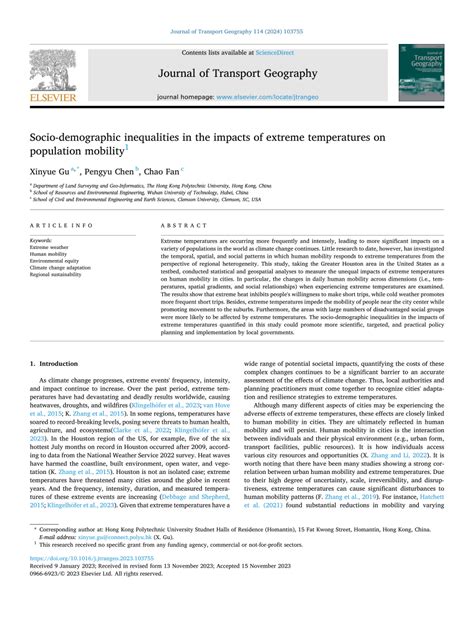 Pdf Socio Demographic Inequalities In The Impacts Of Extreme Temperatures On Population Mobility