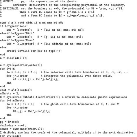 A Matlab Code For Generating The Formulas In Sect 3 3 For Filling Download Scientific Diagram