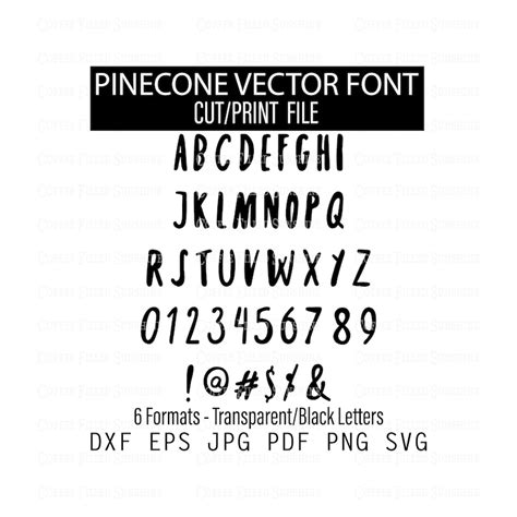 PINECONE VECTOR FONT Svg Letters Cutter File Printable Etsy