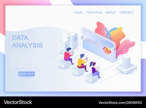 Web Analytics Isometric Landing Page Royalty Free Vector