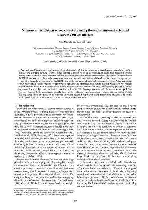 Pdf Numerical Simulation Of Rock Fracture Using Three Dimensional