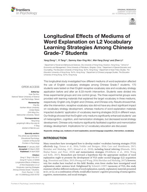pdf longitudinal effects of mediums of word explanation on l2