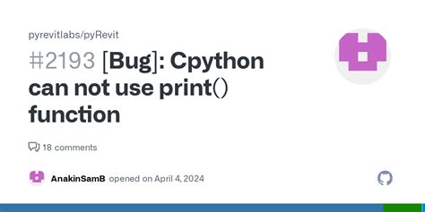 Bug Cpython Can Not Use Print Function · Issue 2193 · Pyrevitlabspyrevit · Github