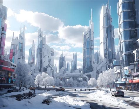 Premium Ai Image Generative Ai Scene Of Cyberpunk City In The Winter