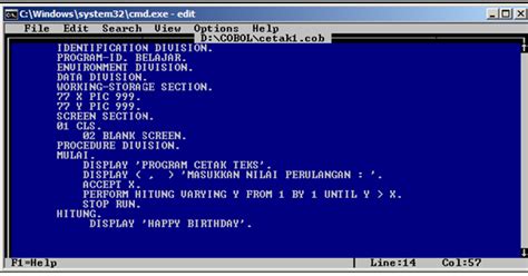PROGRAM LOOPING SEDERHANA PADA COBOL Flagon Christofel