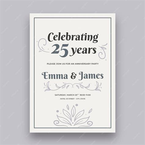 Free Vector Wedding Anniversary Card Template