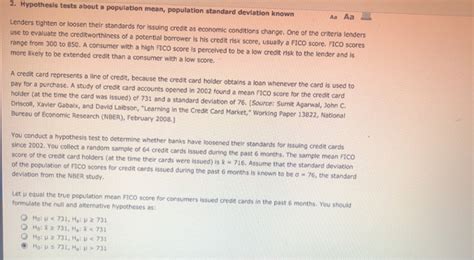 Solved Аа Аа 2 Hypothesis Tests About A Population Mean