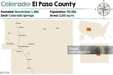 Map Of El Paso County In Colorado Stock Illustration Download Image