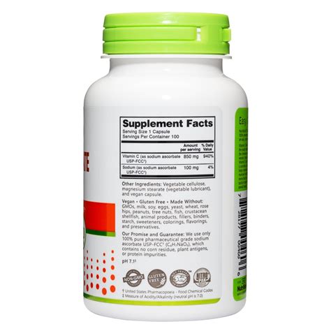 Nutribiotic Sodium Ascorbate 850 Mg Capsules 100 Caps