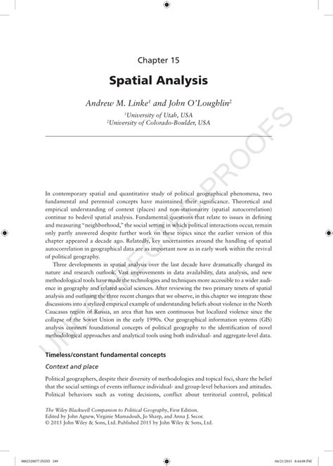 Pdf Spatial Analysis