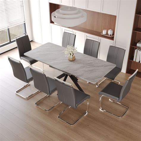 Dropship Scalable Dining Table Table Set For 6 8 Person For Dining Room