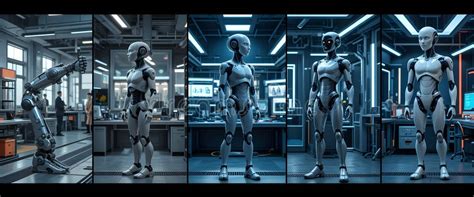 Evolution Of Ai Robots From Industrial Arms To Futuristic Ai Companions Stock Illustration