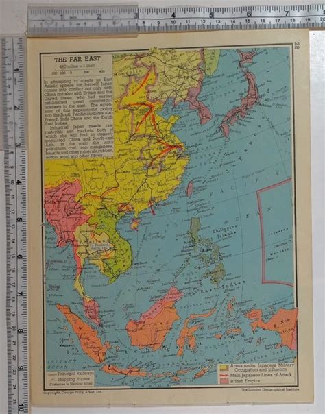 1941 Ww2 Map Far East Japan Philippine Islands East Indies Borneo Burma Attack £28 00 Picclick Uk