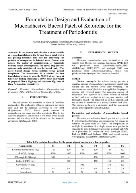 Pdf Formulation Design And Evaluation Of Mucoadhesive Buccal Patch Of