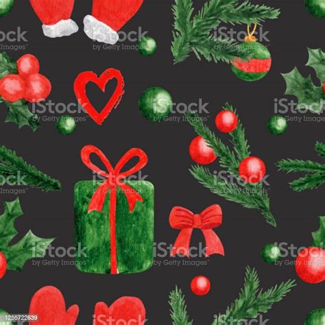 새해 와 Xmas 수채화 원활한 패턴 인사말 카드와 디자인에 대한 겨울 요소 흰색 배경에 격리 감귤에 대한 스톡 벡터 아트 및