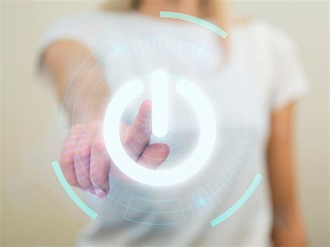 Free Photo Person Pressing Power Button