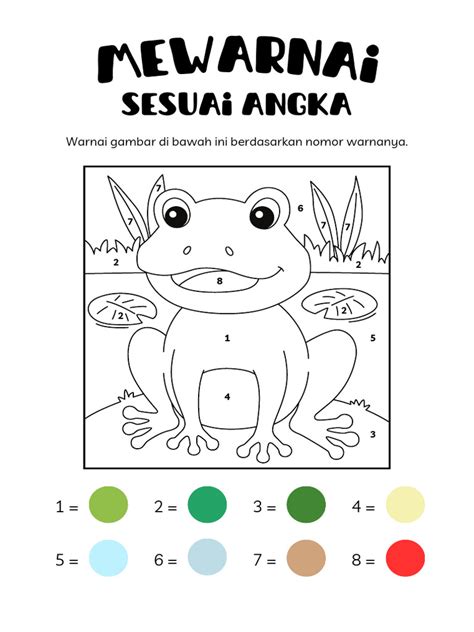 Mewarnai Sesuai Angka Lembar Kerja Pendidikan Putih Hitam Minimalis Pdf