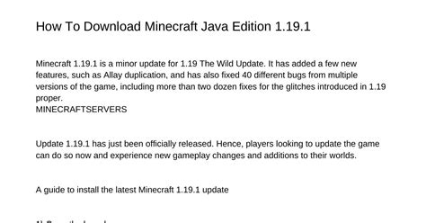 How To Download Minecraft Java Edition 1191eanzv Pdf Pdf Docdroid