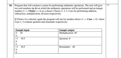 Solved 10 Program That Will Construct A Menu For