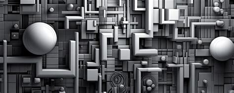 Premium Ai Image Symphony Of Abstract Geometric Shapes On A Monochromatic Background Panorama