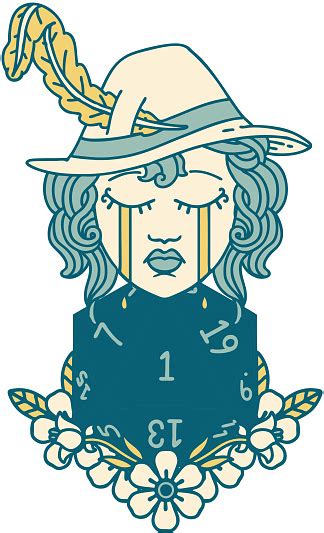 자연 하나의 D20 주사위 롤 일러스트레이션으로 우는 인간 바드 가수에 대한 스톡 벡터 아트 및 기타 이미지 가수 굴리기