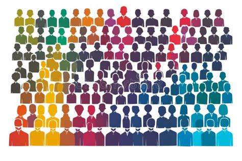 Dense Grid Of Small Colorful Human Icons Arranged In Rows Forming A Rainbow Like Pattern That