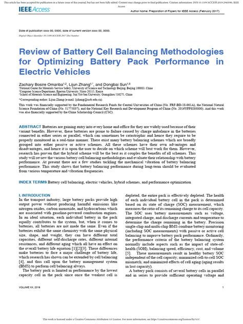 Review Of Battery Cell Balancing Methodologies For Pdf Rechargeable